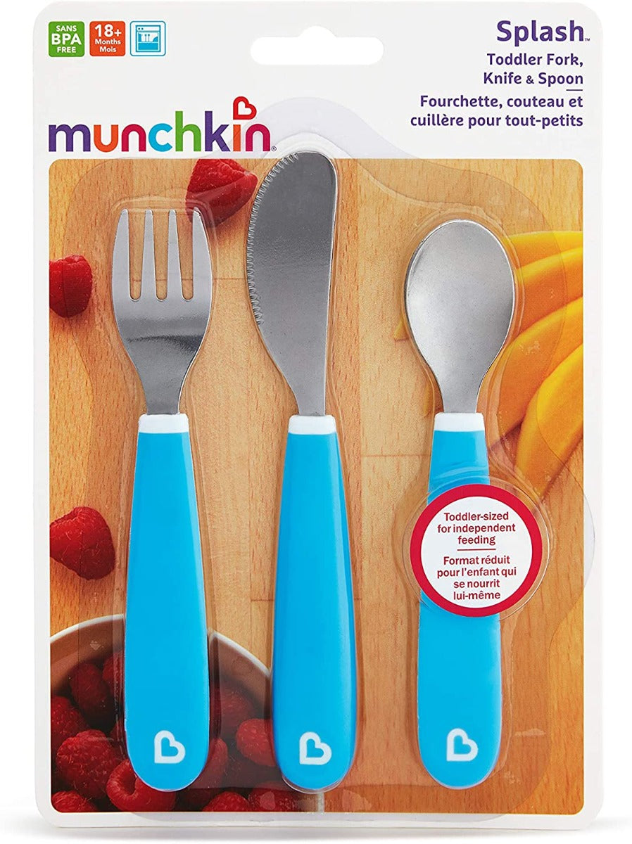 Munchkin Splash Fork Knife Spoon 3Pk Blue – Yallamomz